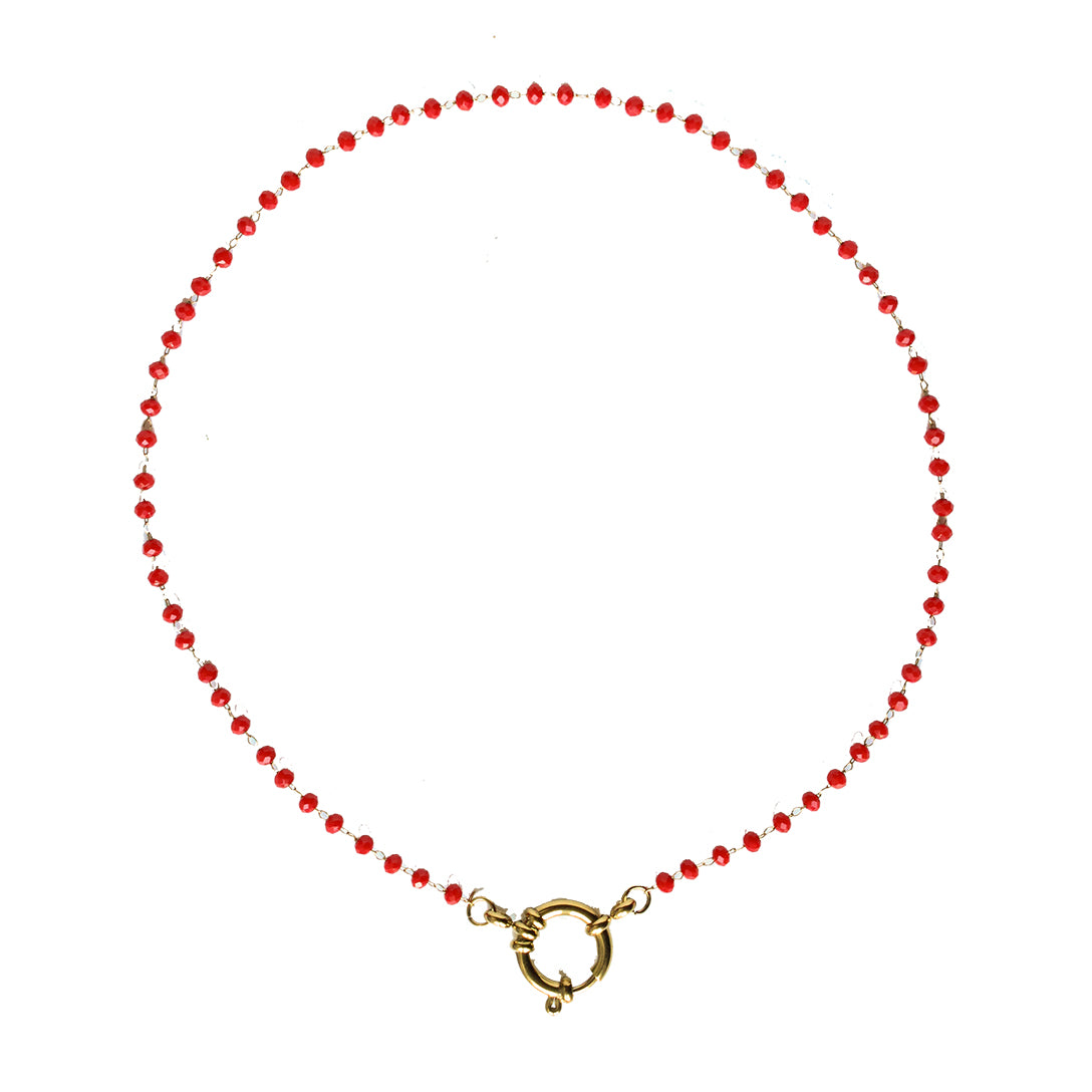 Collar Cadena Cierre Bolitas Rojas Dorado – Loom Official
